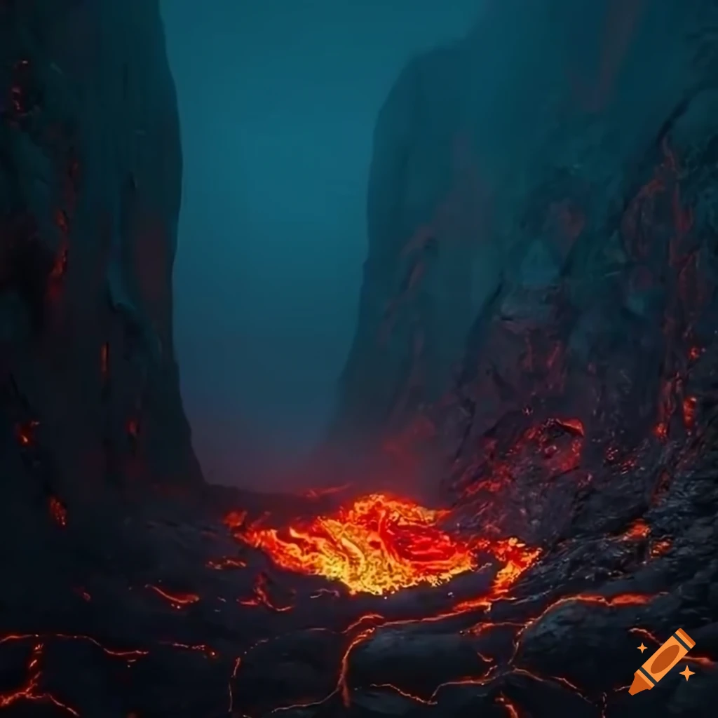 Anime girl with volcano and lava in the background on Craiyon
