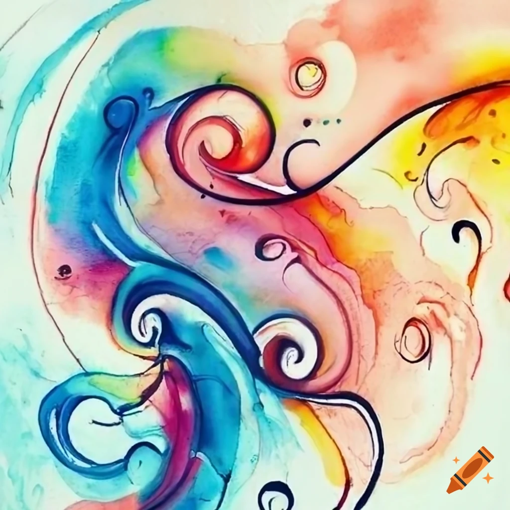 Colorful swirls of watercolor graffiti art on Craiyon