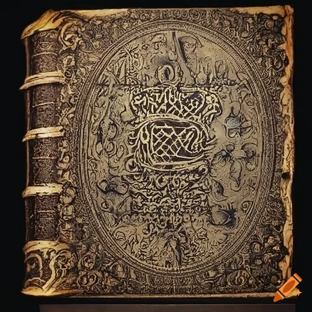 Ancient book with mysterious symbols on Craiyon