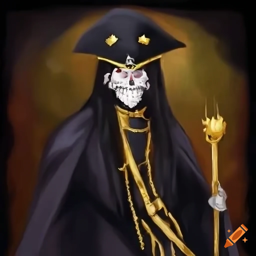Ainz from overlord wearing pirate hat and eyepatch
