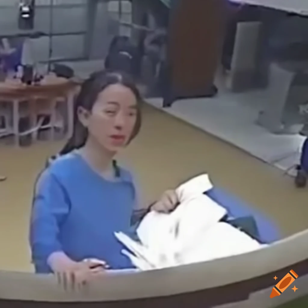 Screencap of cctv footage of a missing woman on Craiyon