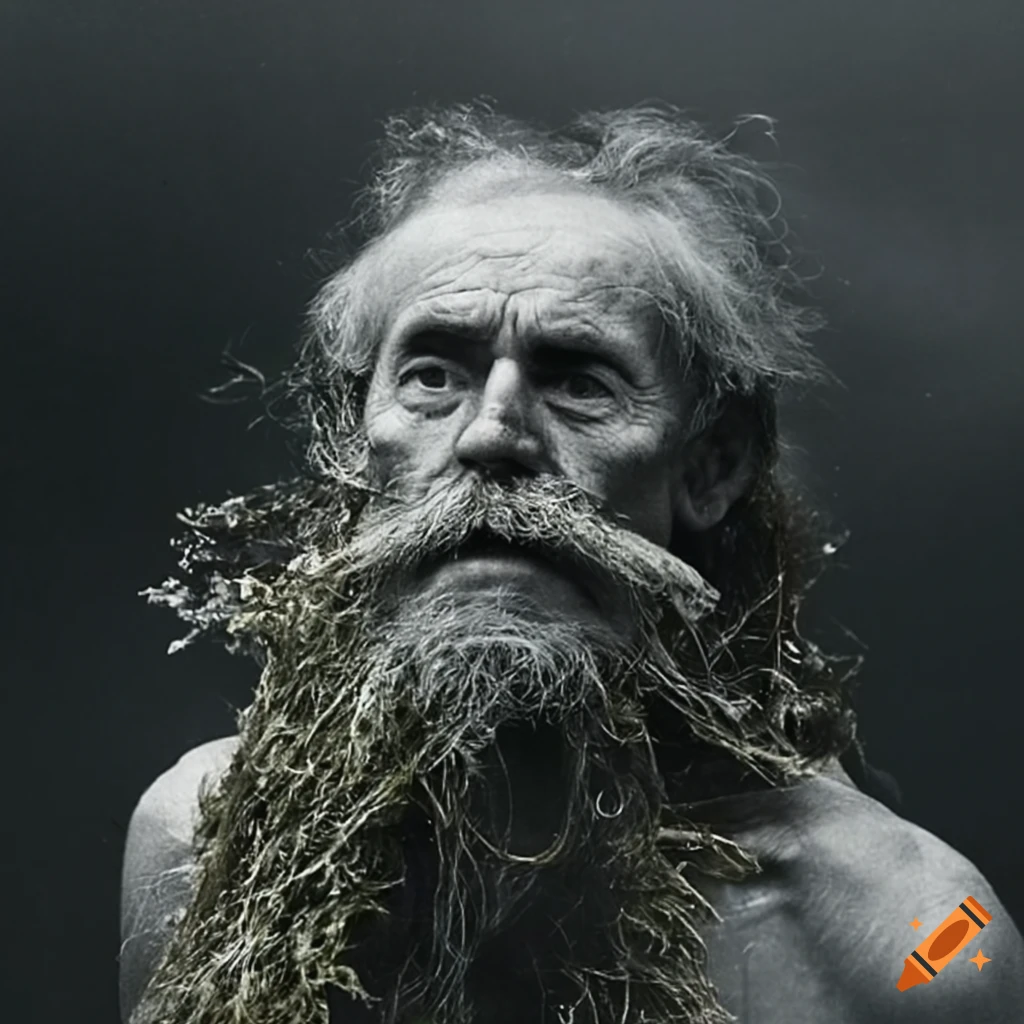 Willem dafoe as an old sailor braving a storm on Craiyon