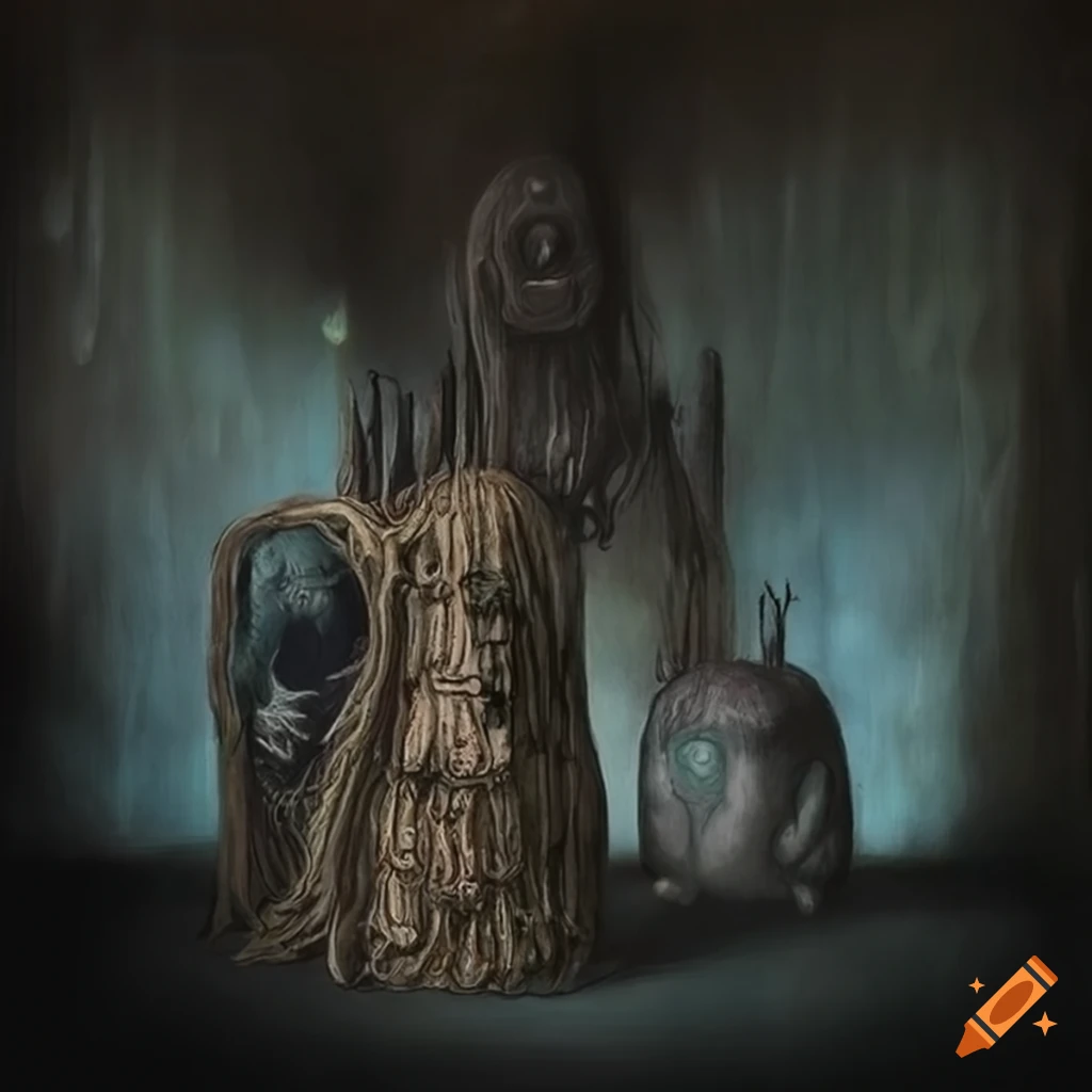 Surreal art installation with interconnected creatures on Craiyon