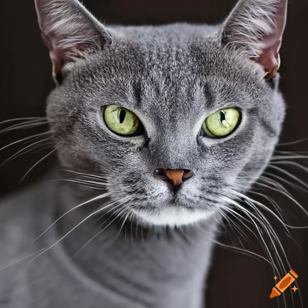 Cute grey cat with white mouth