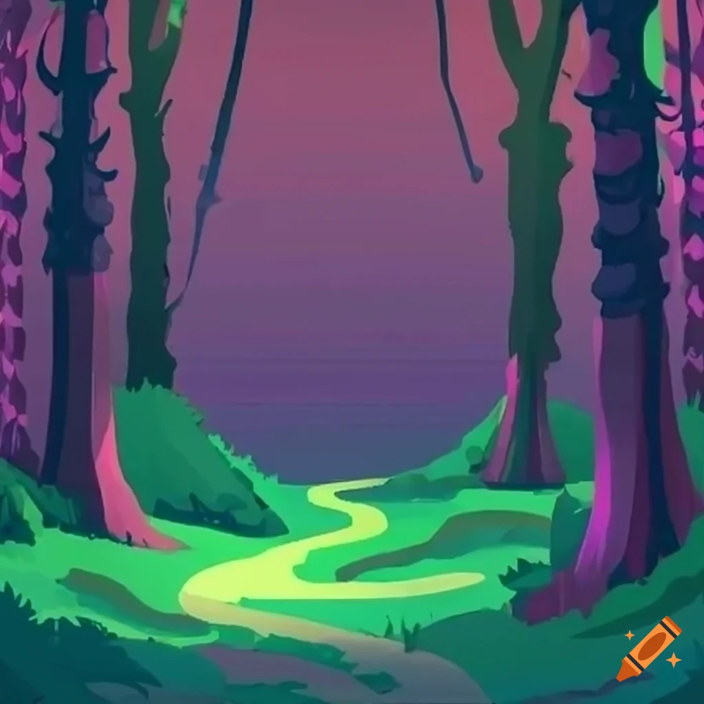 Illustration of a mystical forest from lord of the rings on Craiyon