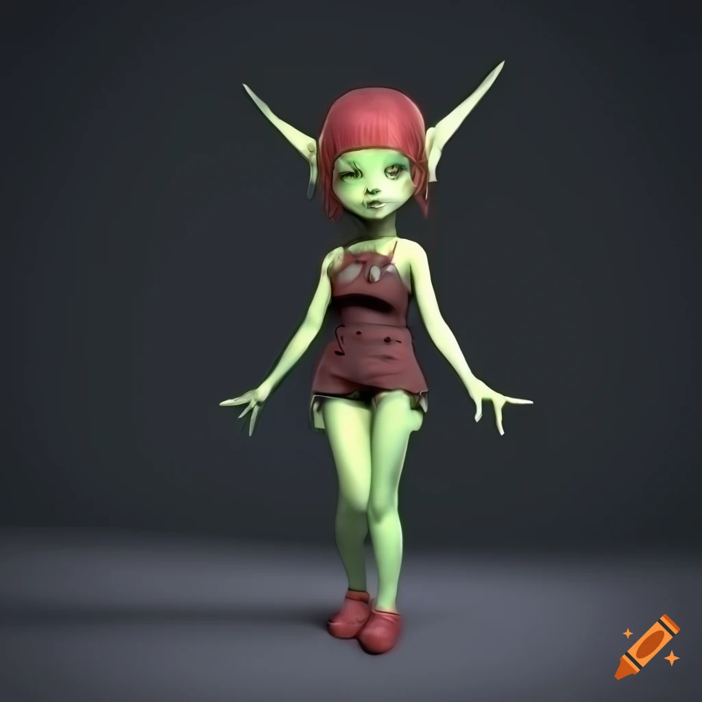3d render of a cute goblin girl on Craiyon
