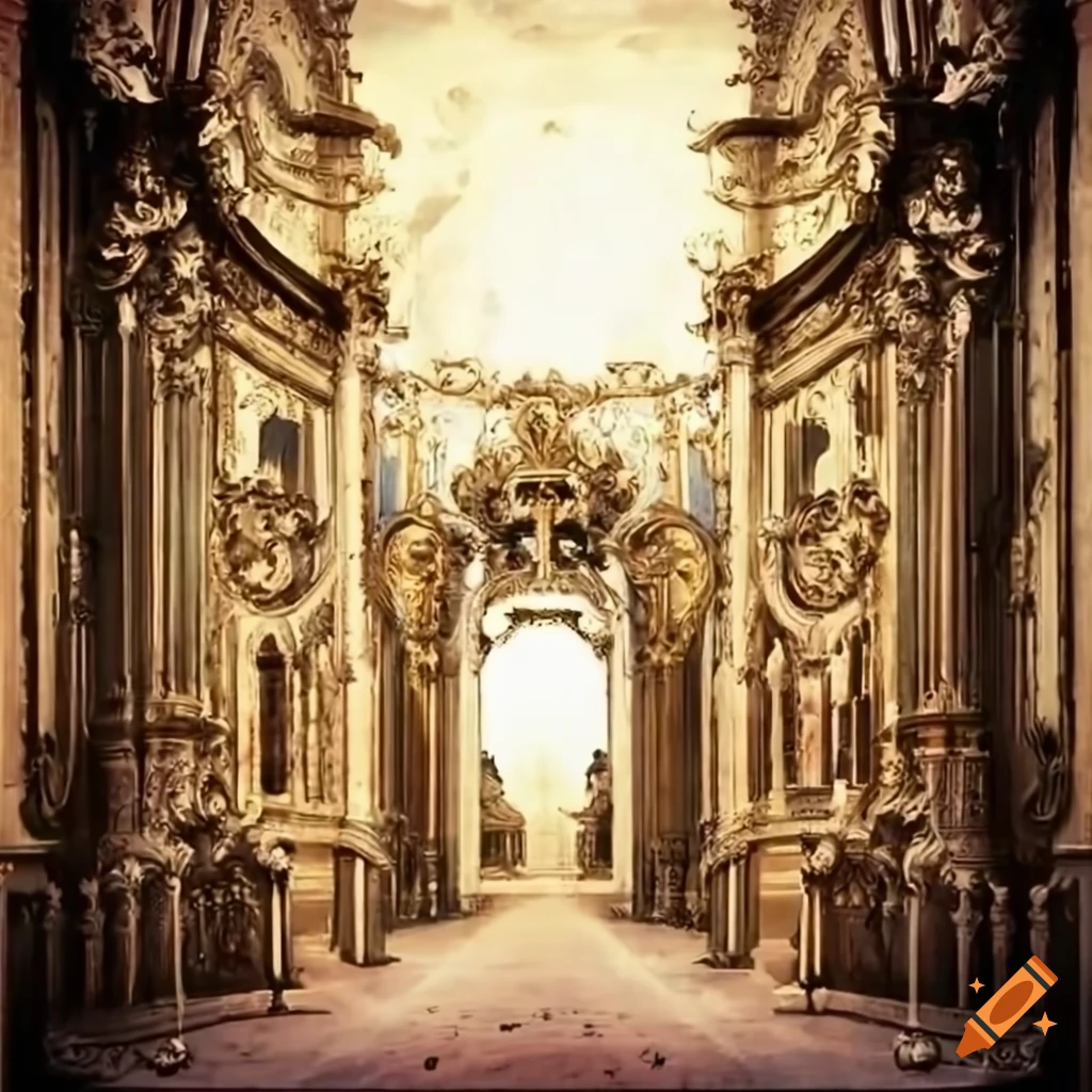 Rococo castle gate on Craiyon