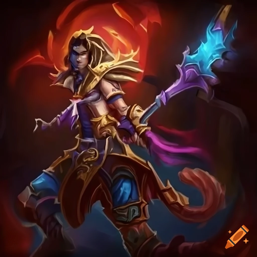 Digital art of a blade dancer in hearthstone style on Craiyon