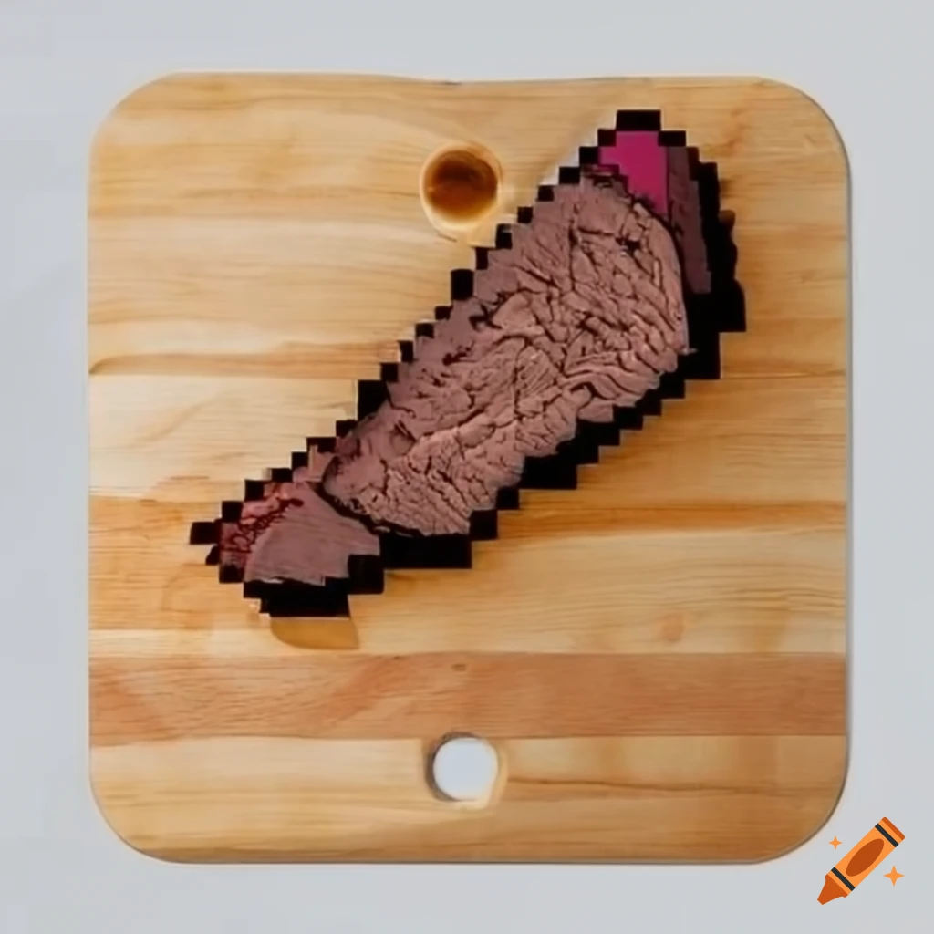 8-bit art of beef brisket on a wooden cutting board on Craiyon
