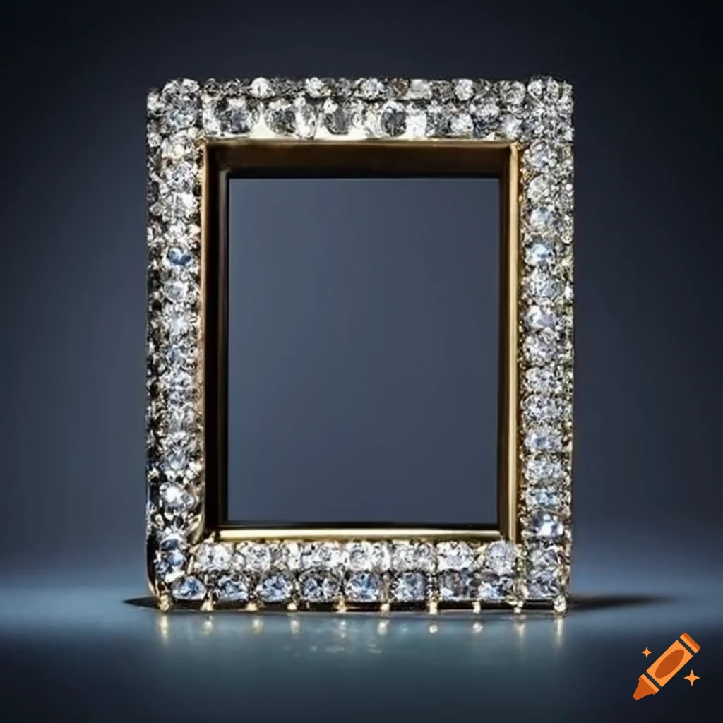 Elegant diamond encrusted picture frame on Craiyon