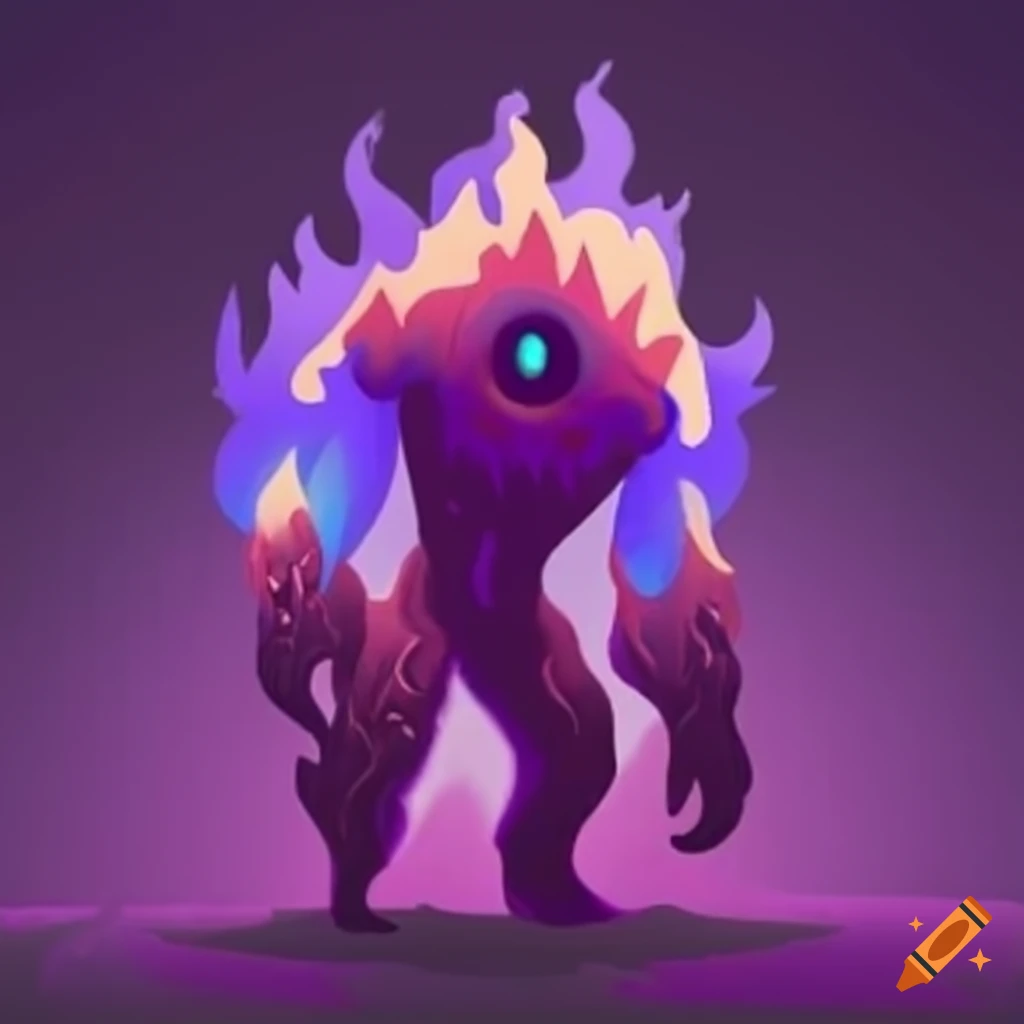 Image of a purple fire elemental on Craiyon