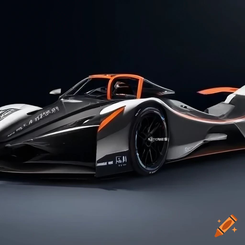 Black and silver hypercar with orange highlights on Craiyon