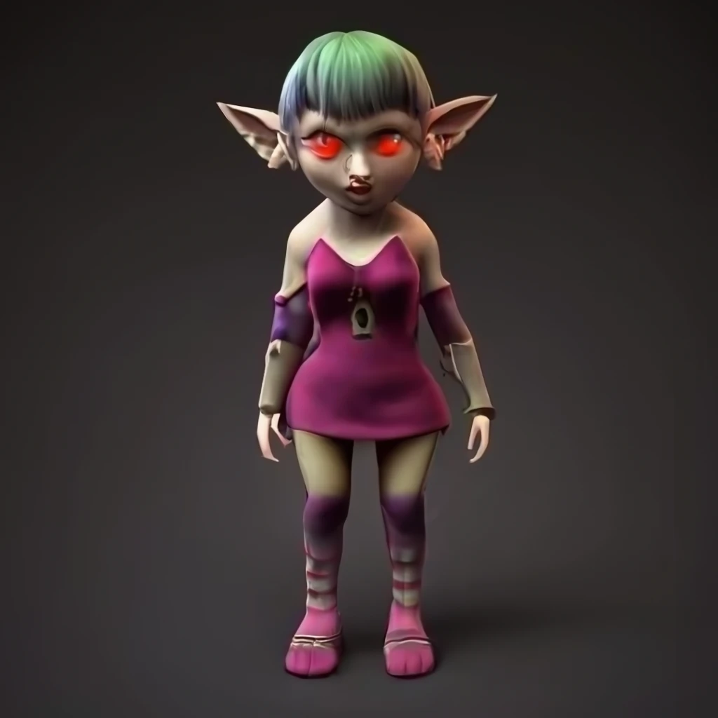 3d render of a cute goblin girl on Craiyon