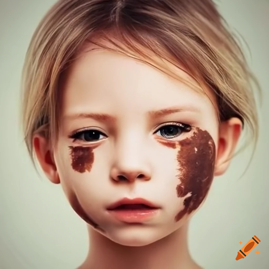 Portrait of a girl with unique facial birthmarks on Craiyon