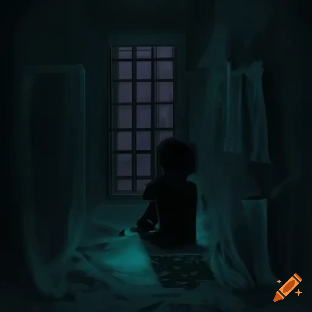 Abstract artwork of a child in a spooky cell on Craiyon
