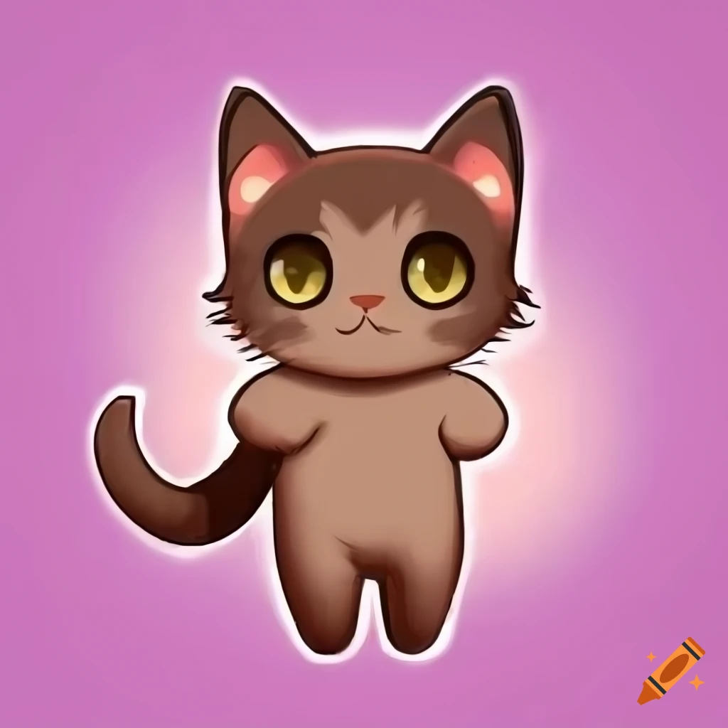Chibi cat with brown and beige coloring on Craiyon
