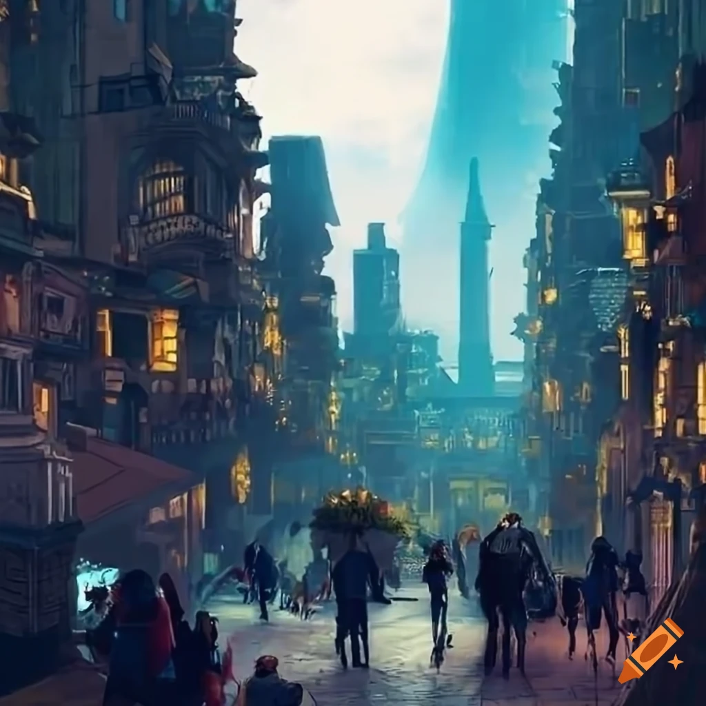 Clean and gold fantasy cityscape on Craiyon