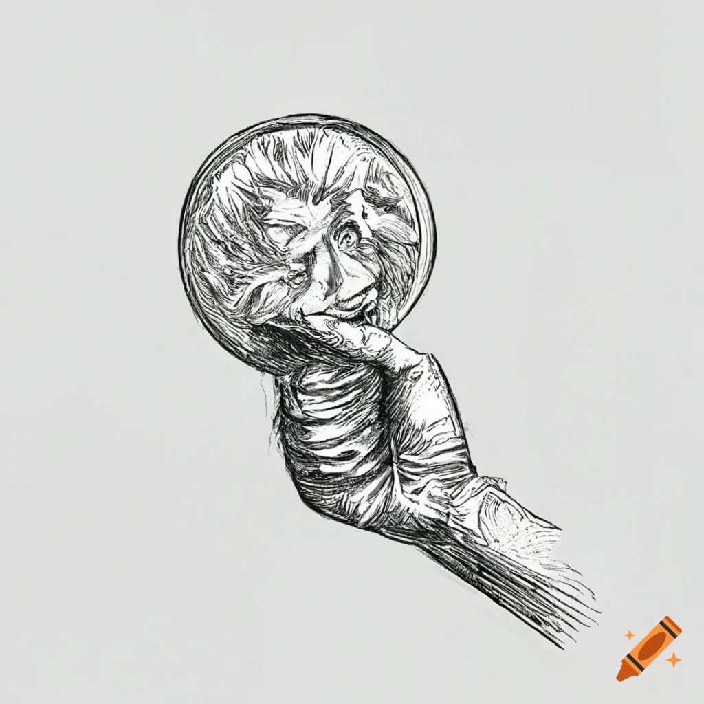 Illustration of a man holding a coin in renaissance style