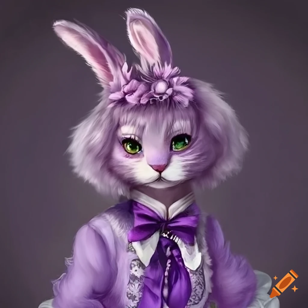 Purple outfit rabbit in southern Victorian style on Craiyon