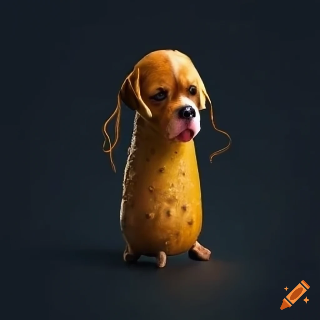 Humorous image of a cucumber shaped like a dog on Craiyon