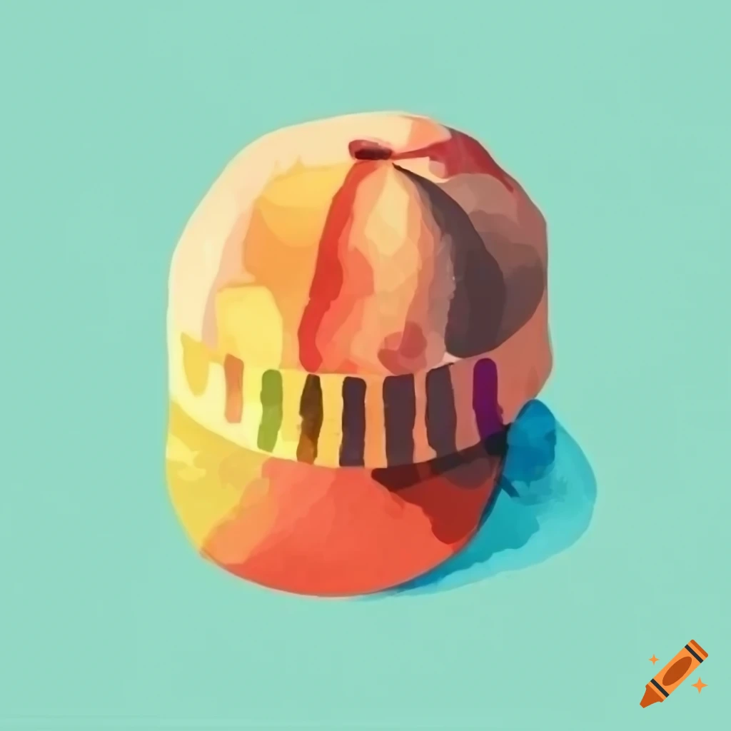 Watercolor game icon of a striped cap on Craiyon