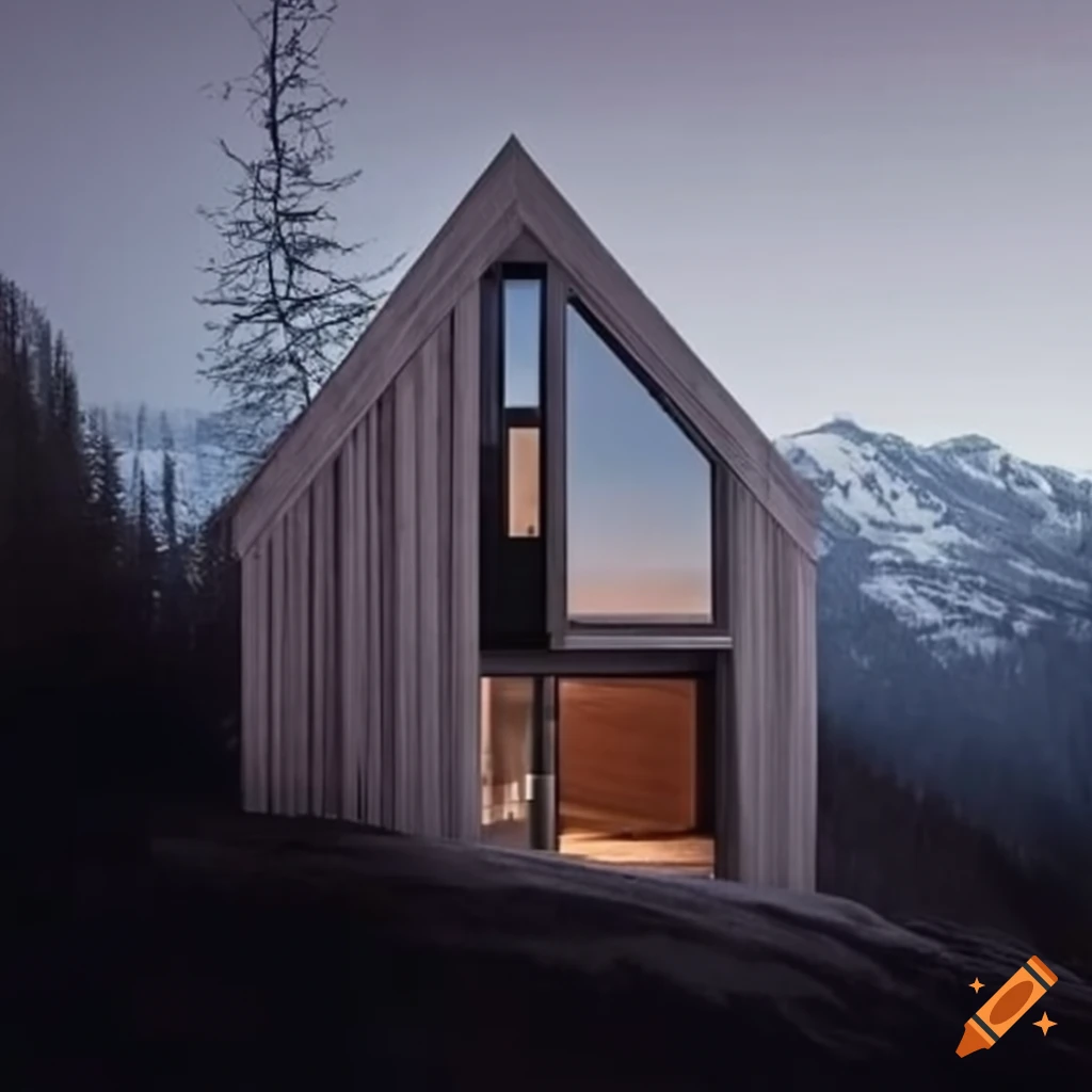 Minimalist alpine ski cabin on Craiyon