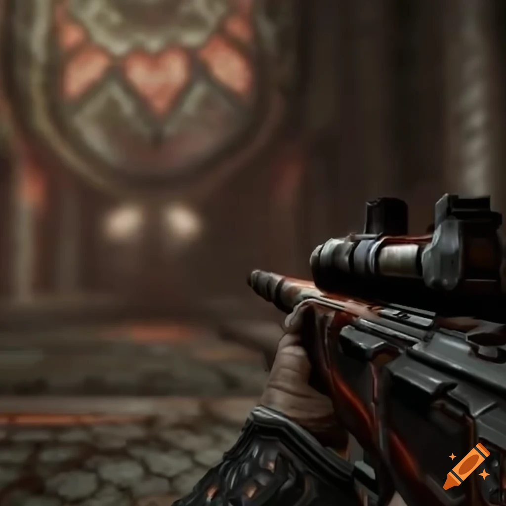 Screenshot of a castlevania inspired fps game on Craiyon