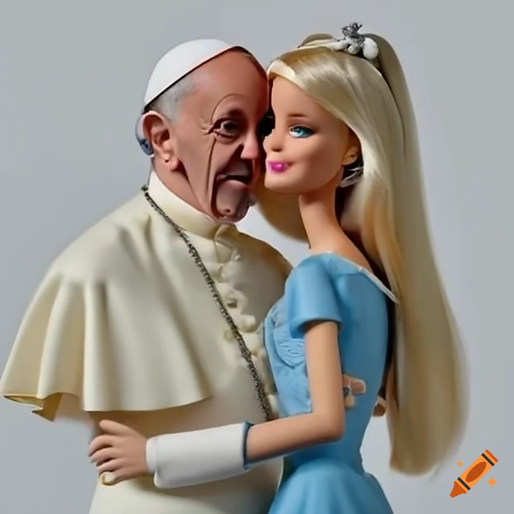 Barbie hugging pope francis on Craiyon