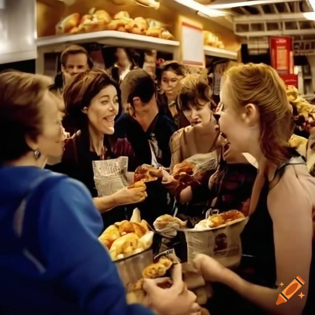 People gathered in a fast food restaurant on Craiyon