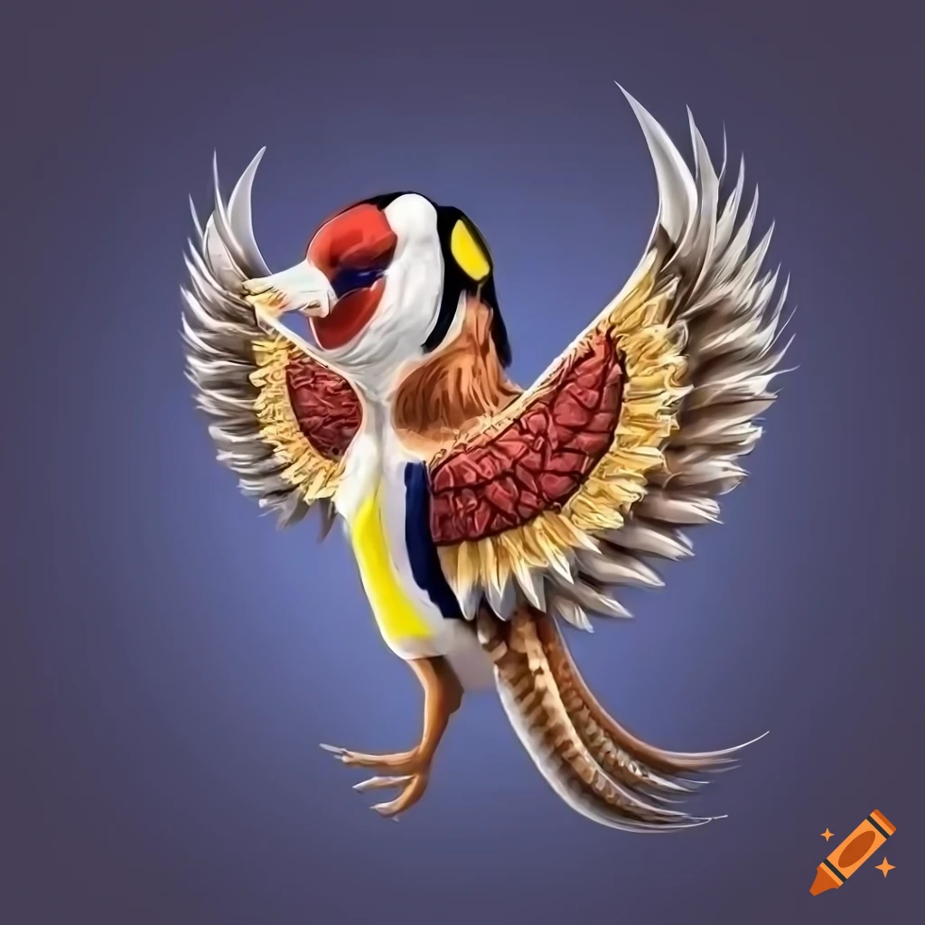 Detailed artwork of a european goldfinch bird on Craiyon