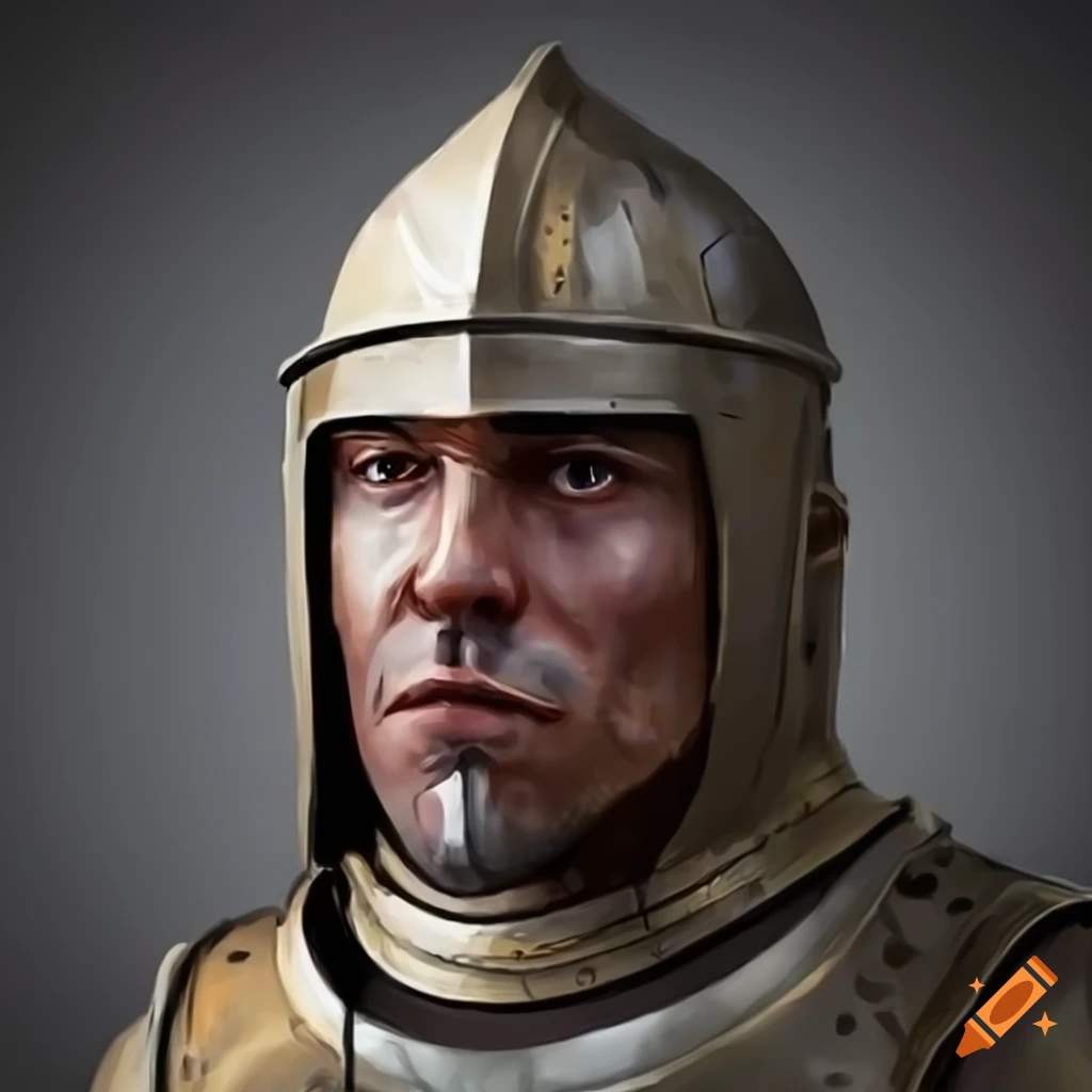 Handsome knight in stoic facial expression