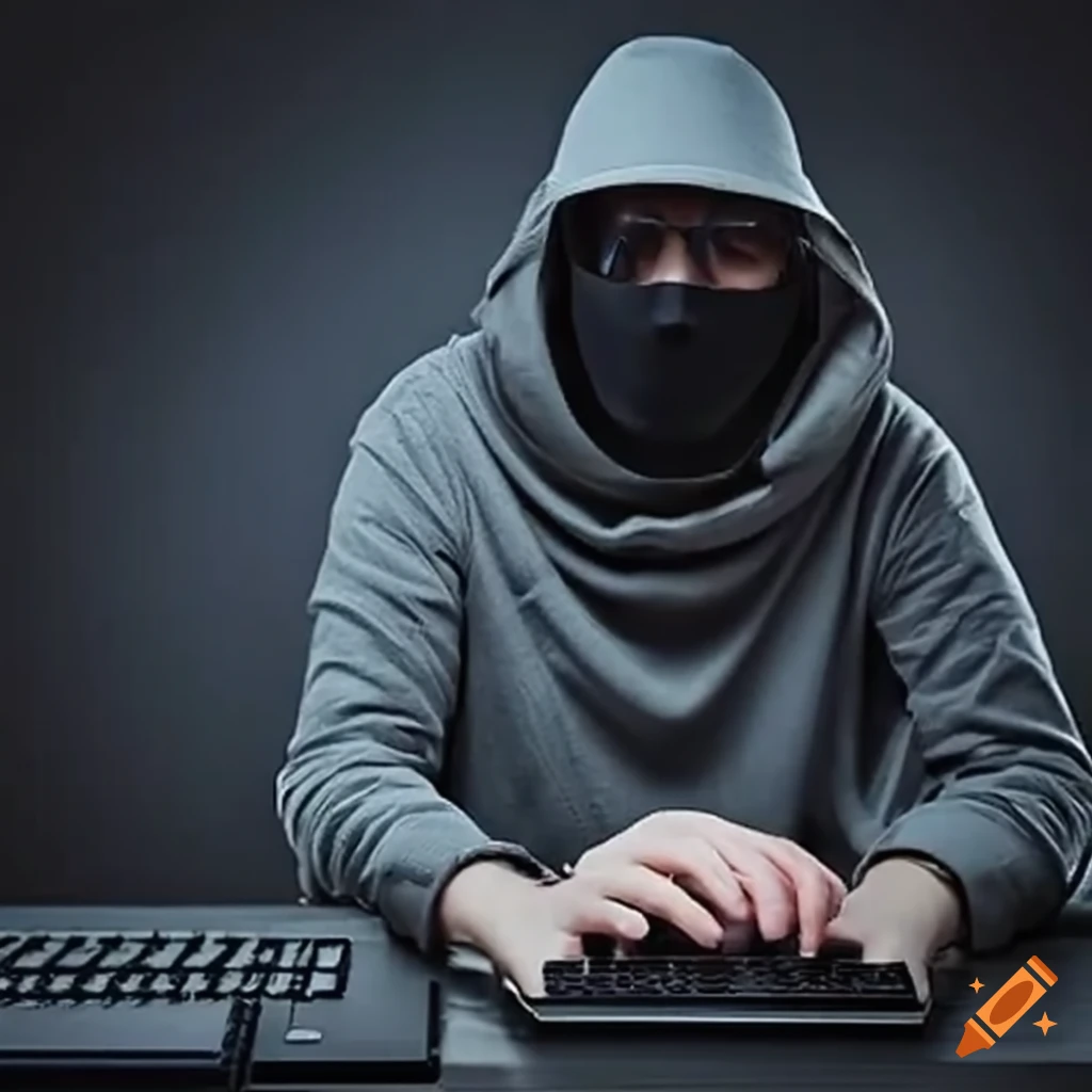 Hacker holding a mobile phone on Craiyon