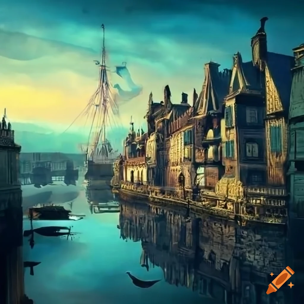 Ethereal otherworldly city with gems, forests, and lakes floating in ...