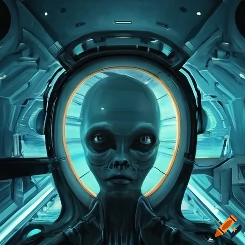 Surrealist aliens in a spaceship on Craiyon