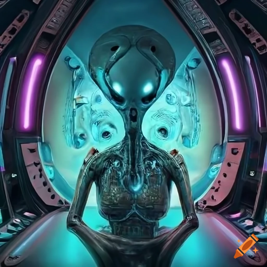 Surrealist artwork of aliens and organic machines in a spaceship on Craiyon Surrealist artwork of aliens and organic machines in a spaceship on Craiyon