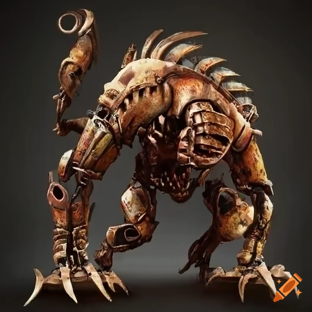 Fantasy image of a rusted machine monster
