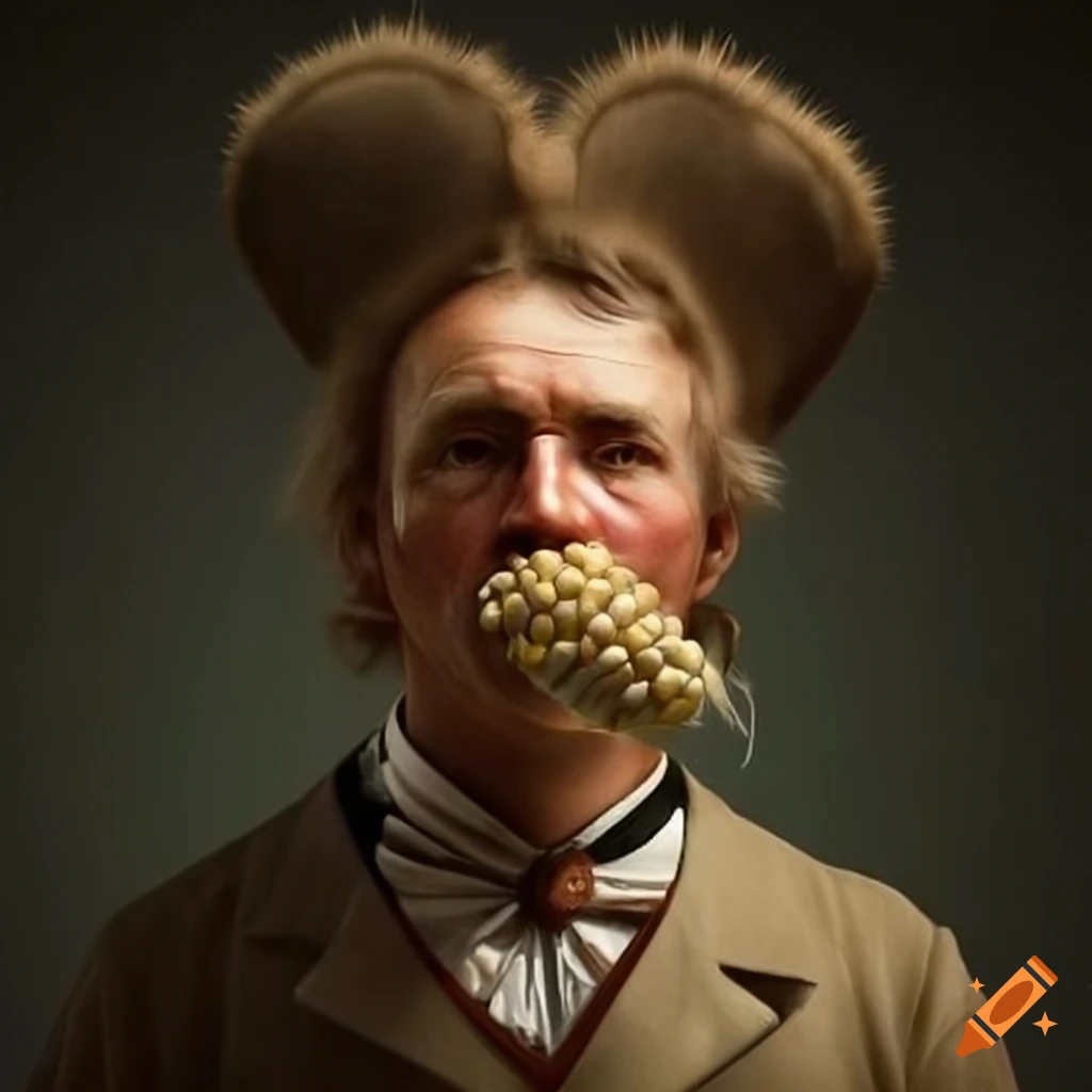 Victorian satire painting of man with donkey ears on Craiyon