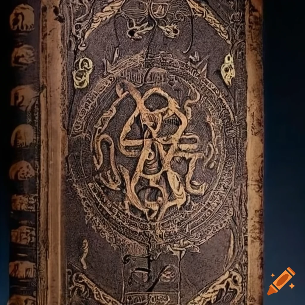 Mystical book with symbols on the cover
