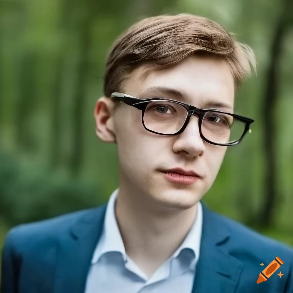 Portrait of a stylish young man in a park pathway on Craiyon
