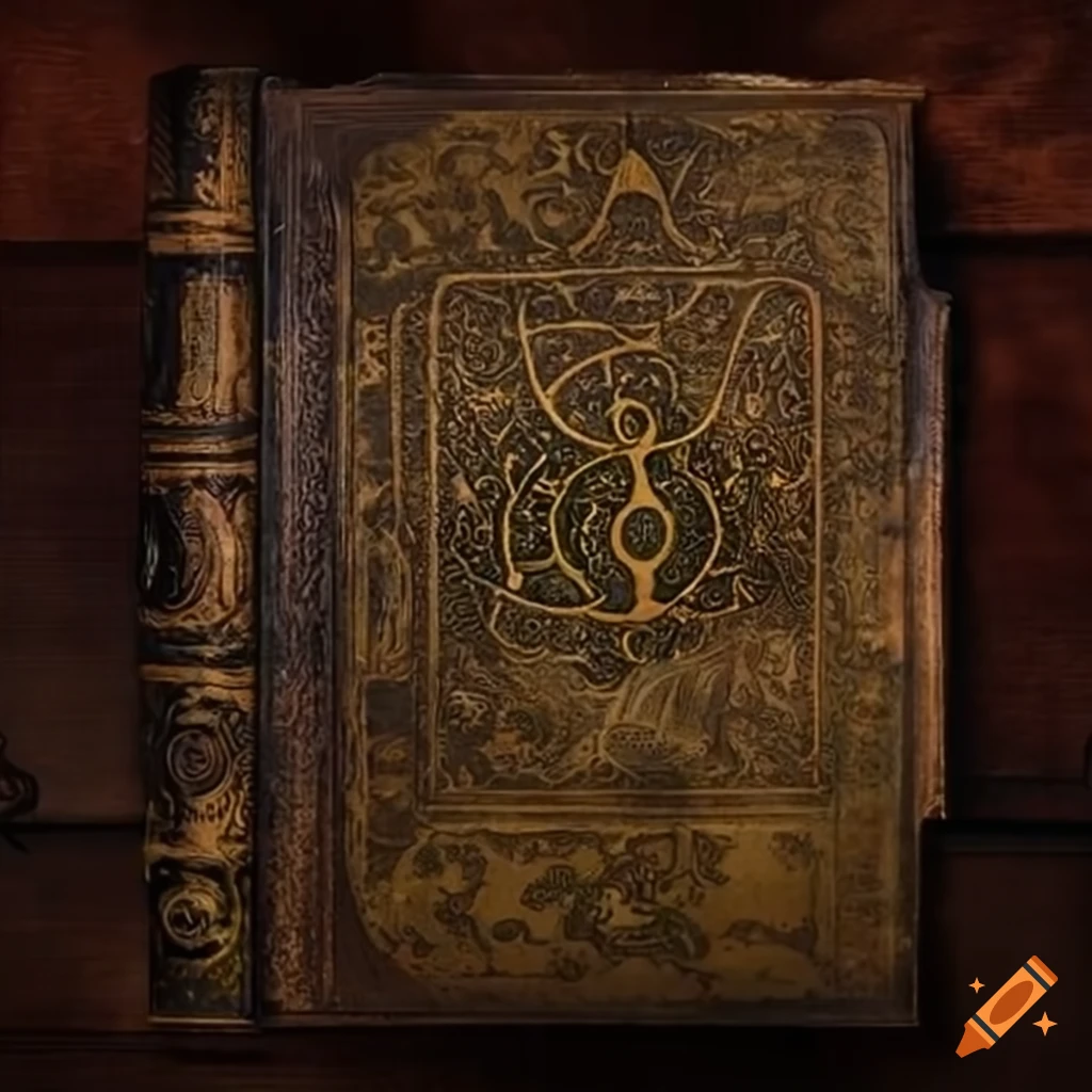 Cover of the ancient arabian book of fragmented time with old symbols ...