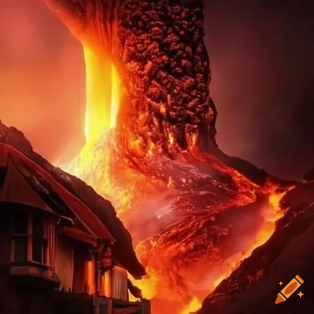 Image of an ancient city destroyed by a volcano eruption on Craiyon