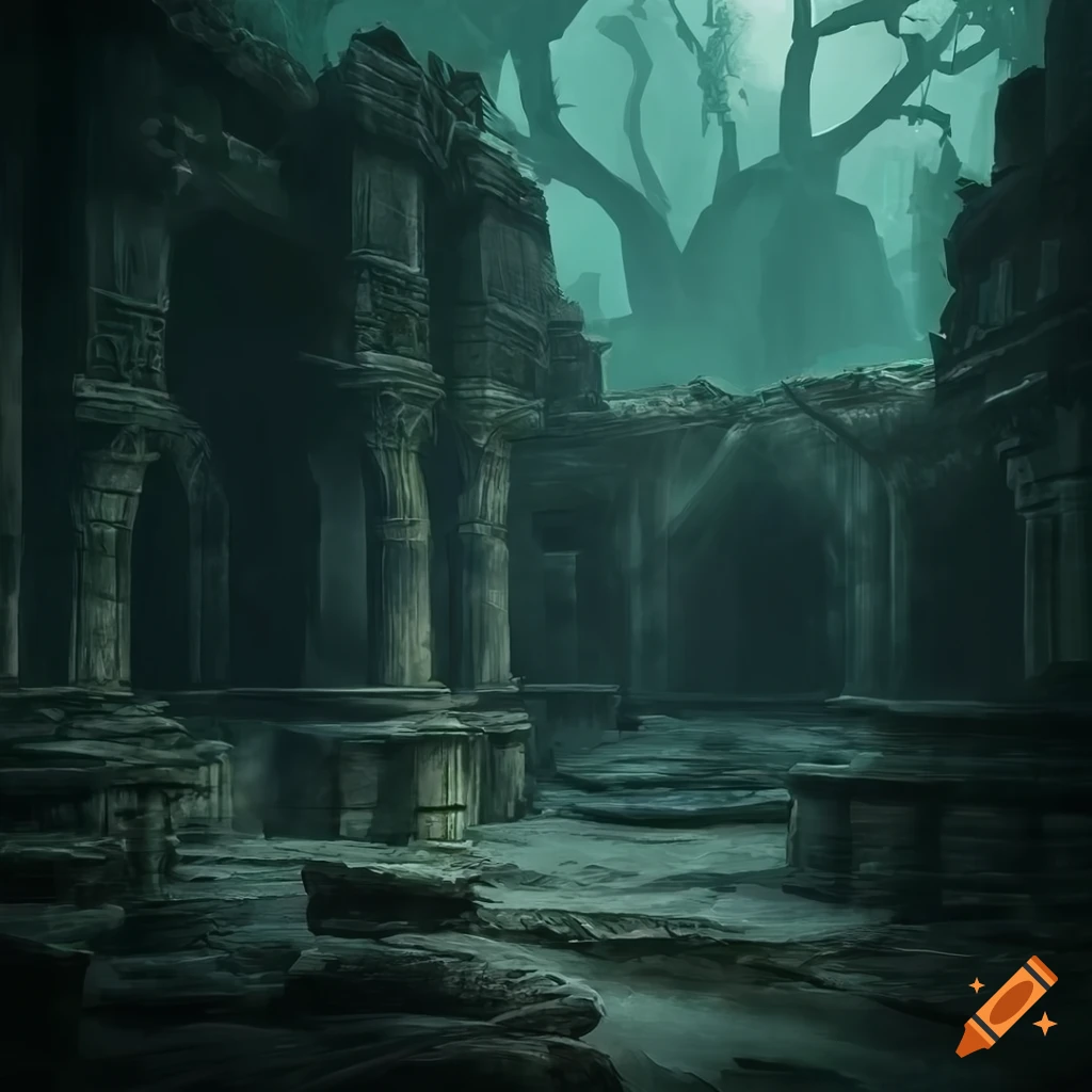 Medieval-style cave temple in a forest