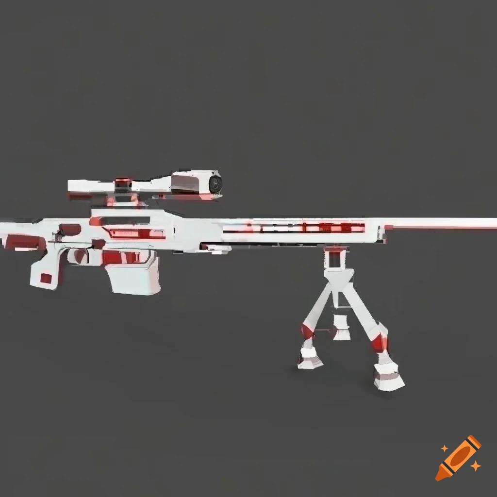 Low-poly futuristic sniper rifle with red glow on Craiyon