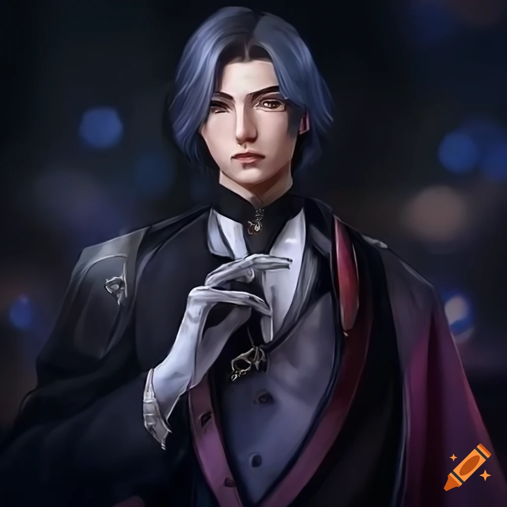 Hyper realistic portrait of a flamboyant dark-haired butler on Craiyon