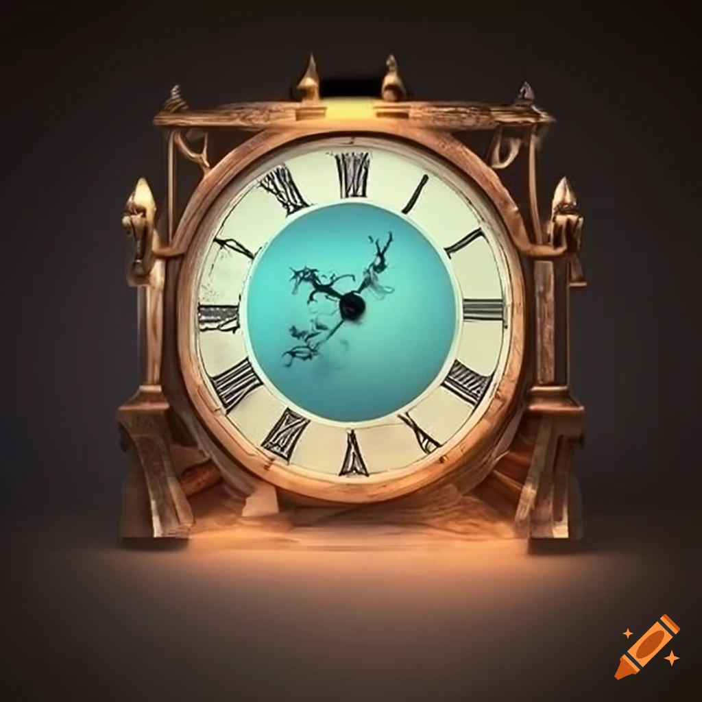 Square fantasy clock design on Craiyon