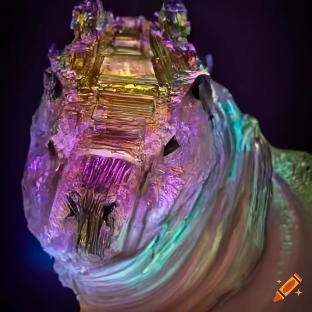 Artistic depiction of a capybara with bismuth crystal texture