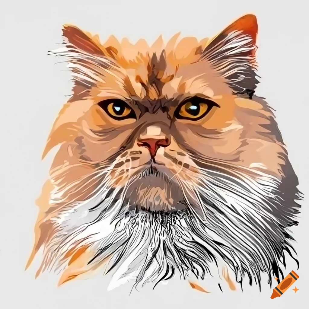 Line art of a persian male cat on Craiyon