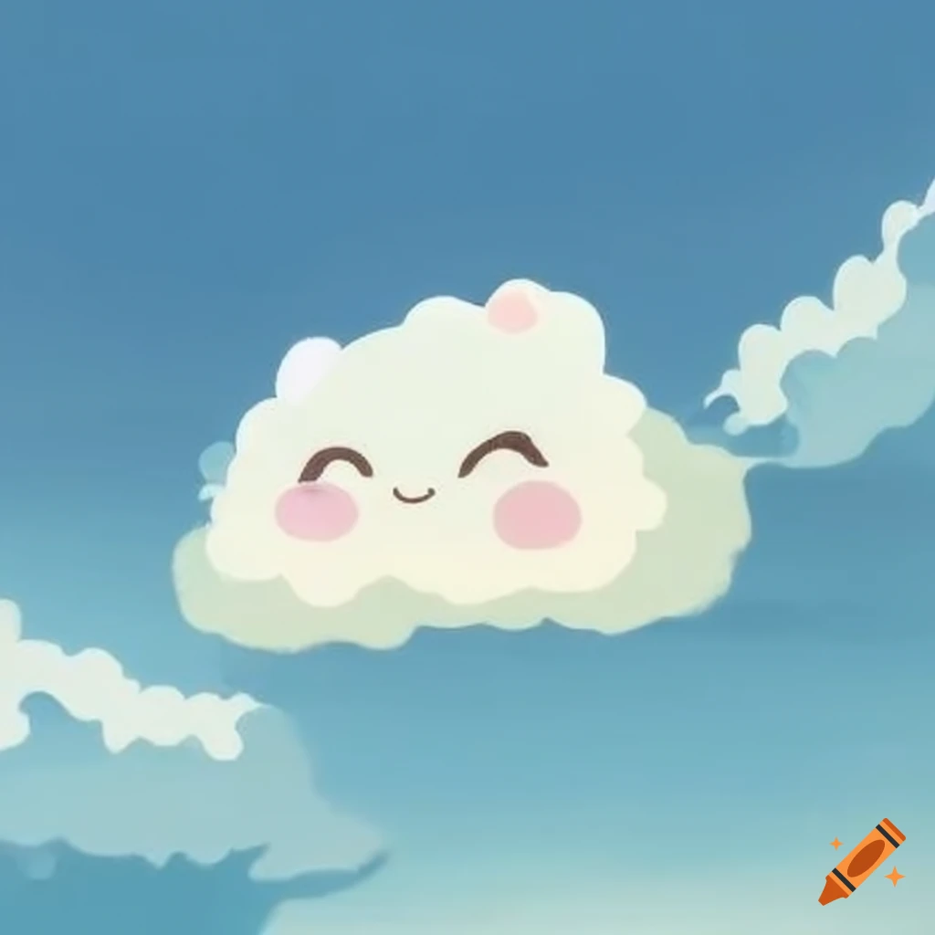 Smiling cloud with blue sky background