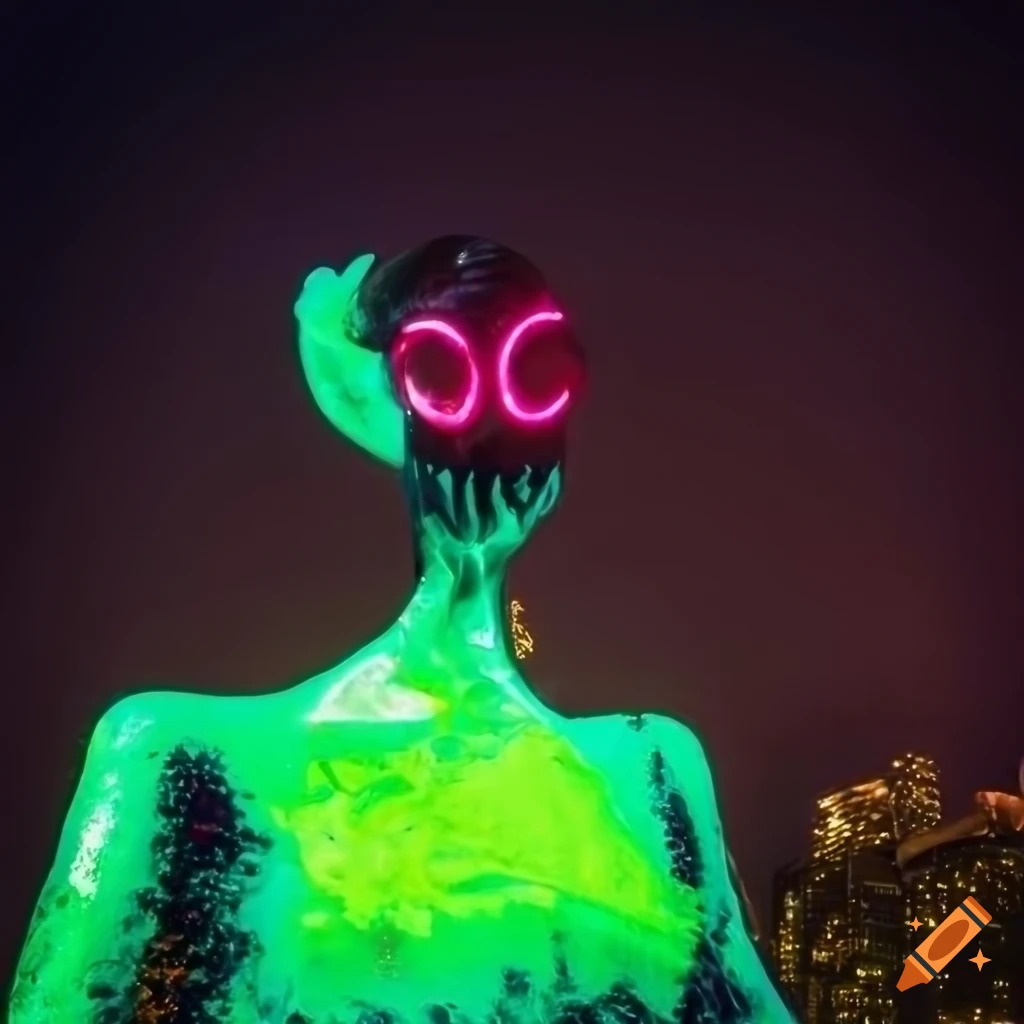 Neon angel sculpture with 80s vibes on Craiyon