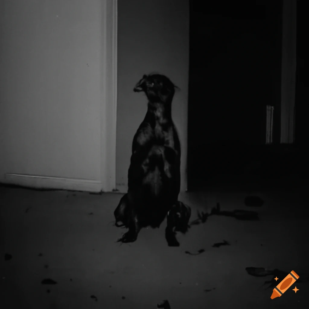 Eerie photograph of a dog in the backrooms on Craiyon